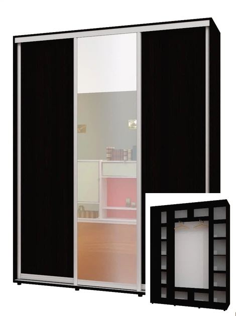 Шафа купе тридверна Алекса 170 45 240 см Венге магія 3 двері ДСП Дзеркало ДСП ШК 05 купити