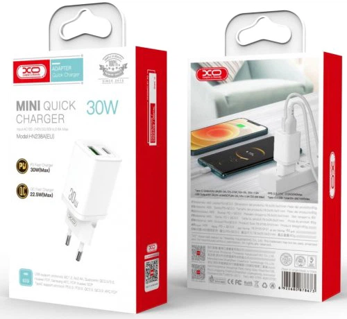 Сетевое зарядное устройство XO HN238A USB-C/USB-A PD&QC3.0 30W 3A White (99237) – фото, отзывы ...