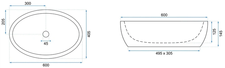 Умывальник накладной REA U0423 MELANIA 600x405x145мм овальный хром reac ...