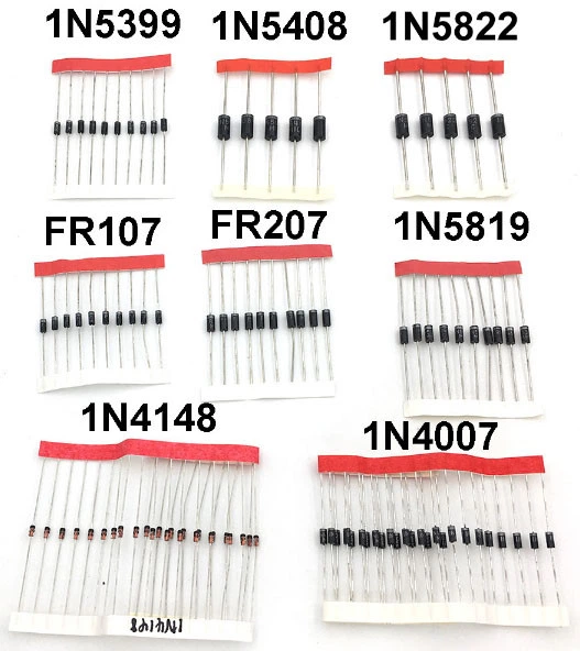 Диоды набор 100шт. - 1N4148 1N4007 1N5819 1N5399 1N5408 1N5822 FR107 FR207 – фото, отзывы ...