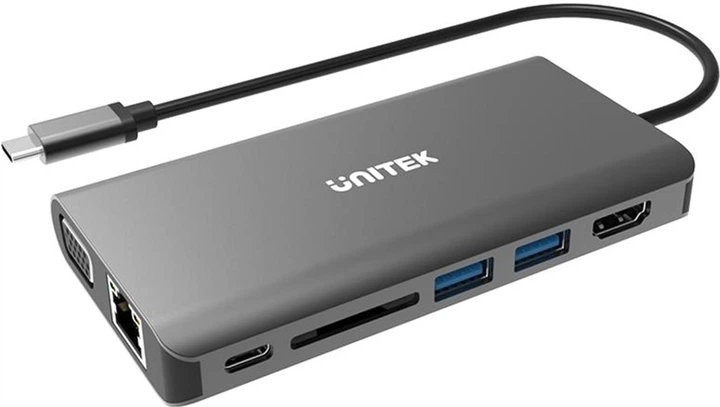 USB-хаб Unitek uHUB O8+ 8-in-1 USB-C Ethernet Hub with Dual Monitor ...