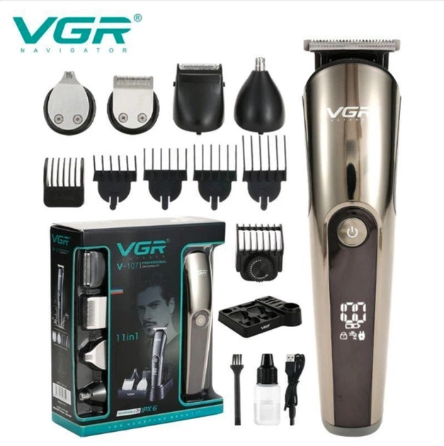 Машинка для стрижки волосся, носа, бороди, бритва VGR V107 11в1 акумуляторний бездротовий ...