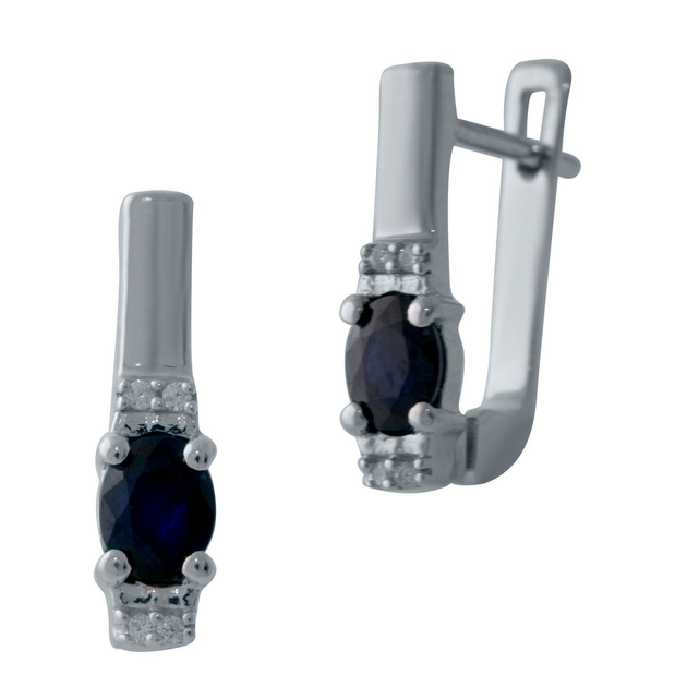 Серебряные серьги с натуральным сапфиром 0.981ct (2028161) от продавца ...