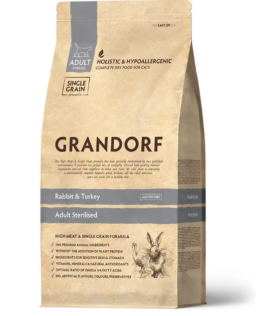 Сухий корм Grandorf Rabbit & Turkey та Brown Rice ADULT STERILIZED для ...