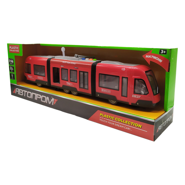 Трамвай игрушечный Автопром 7955AB свет, звук (Красный) – игрушки с ...