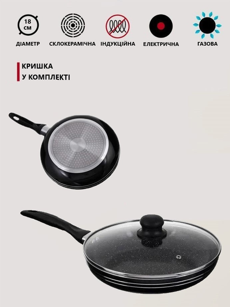 Сковорода для индукционной плиты сковородка с крышкой и антипригарным ...