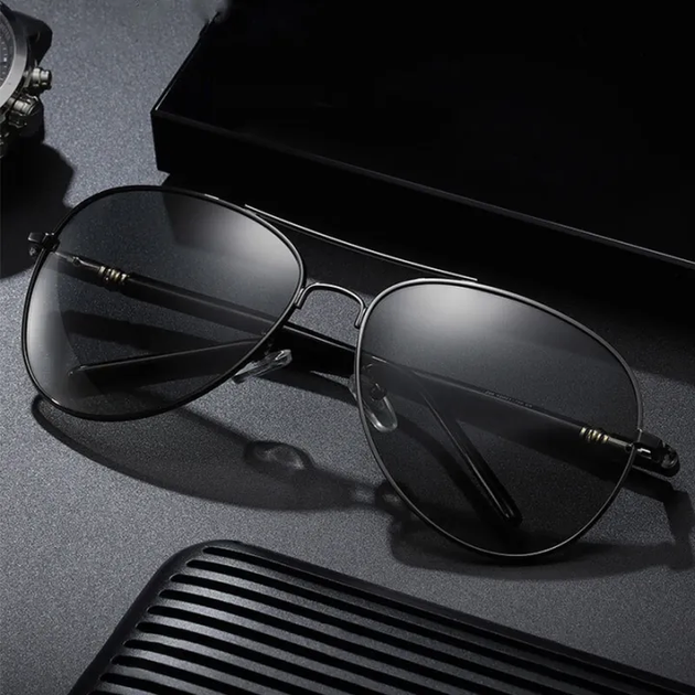 Солнцезащитные очки мужские Aviator черного цвета из поликарбоната от ...