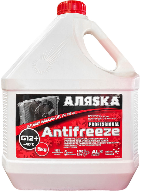 Антифриз Аляsка G12+ -40°С Красный 5 кг (4820159710515) – фото, отзывы ...