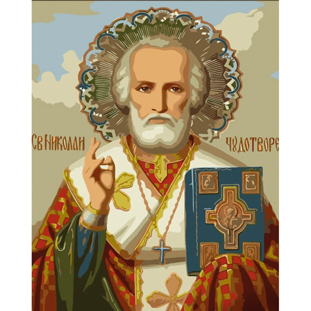 Картина по номерам Strateg ПРЕМИУМ Святой Николай Чудотворец с лаком ...