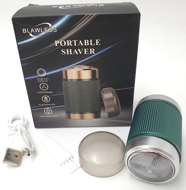 Аккумуляторная мини бритва эпилятор дорожная USB электробритва роторная беспроводная 5W BLAWLESS ...