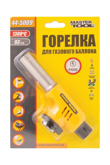 Пальник для газового балона MASTERTOOL "Комета" п'єзопідпал Ø19 мм/1300°С 44-5009 – фото, отзывы ...