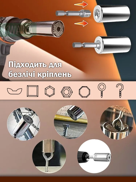 Универсальный гаечный торцевой ключ c трещоткой NAZIM из нержавеющей ...