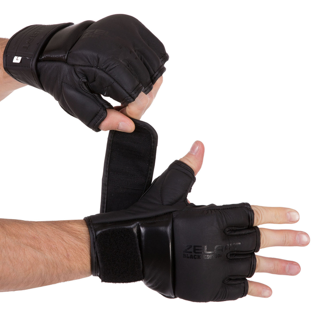 Перчатки для смешанных единоборств кожаные MMA Zelart Black Edition ...