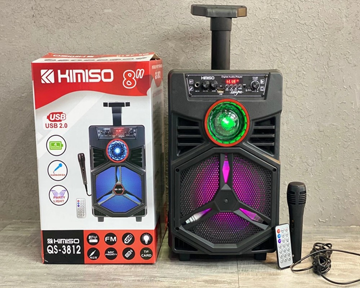Колонка-чемодан KIMISO QS-3812, 8", пульт управления, проводной ...