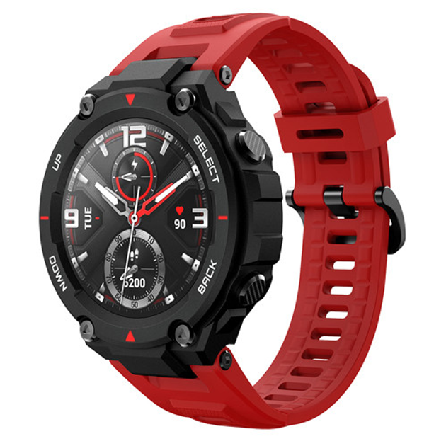 Ремешок для Amazfit T Rex / Amazfit T Rex Pro силиконовый красный ...