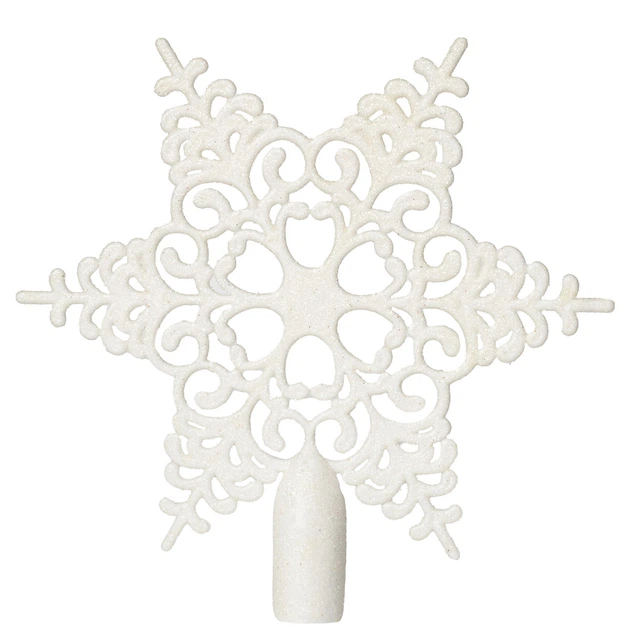 Елочное украшение - верхушка на елку Звезда, h-20 см, белый, глиттер ...
