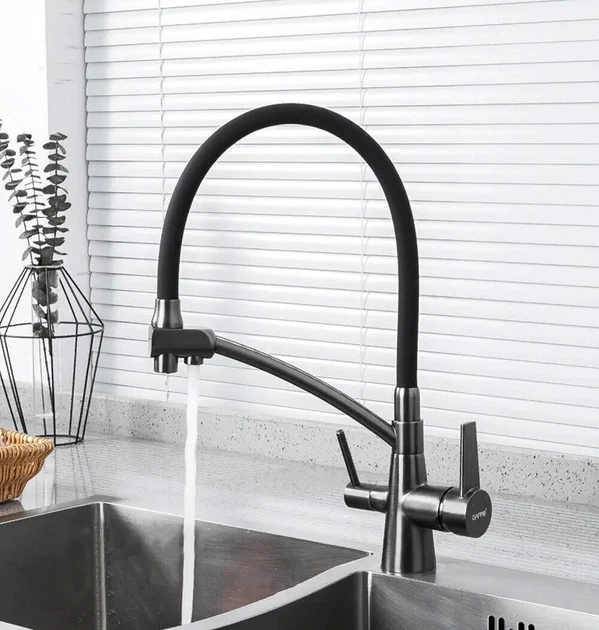 Змішувач для кухні на дві води Gappo G4398-19 з гнучким виливом – фото, відгуки, характеристики ...