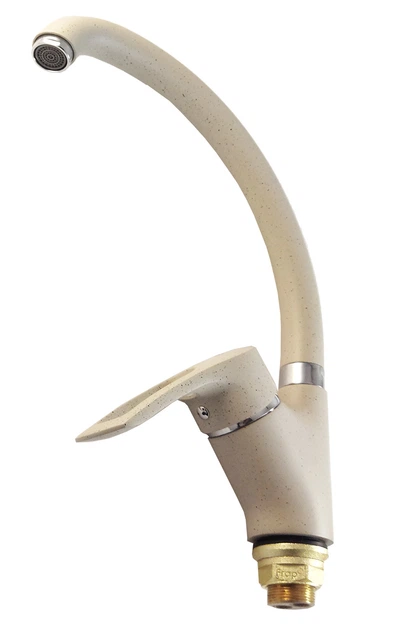 F4166-10 (F41) Змішувач для кухні однорич. вухо лат. корпус гайка Ø40 світло-бежевий Frap 1/8 ...