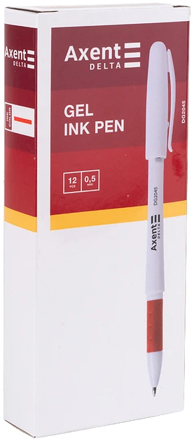 Набор гелевых ручек Delta by Axent 0.5 мм Красный 12 шт (DG2045-06) (4250804835476) – фото ...
