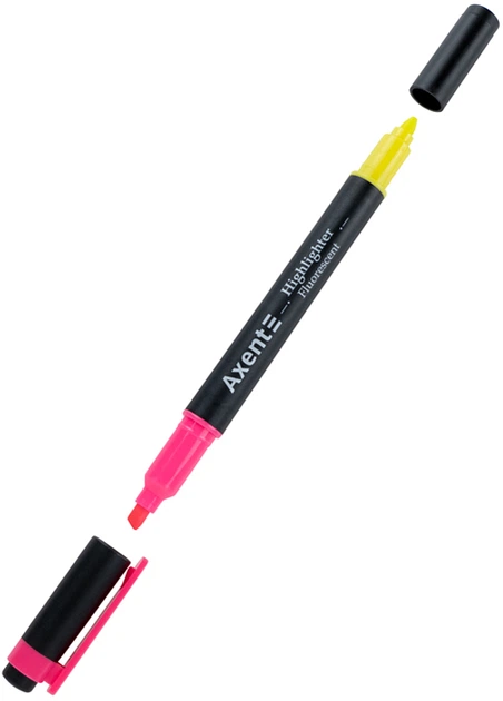 Набор текст-маркеров Axent Dual двухсторонних 2 цвета 12 шт Розовый + желтый (2534-10-a) – фото ...