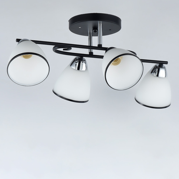 Люстра потолочная Light House SRS-19125/4 черная + хром, плафон белый ...