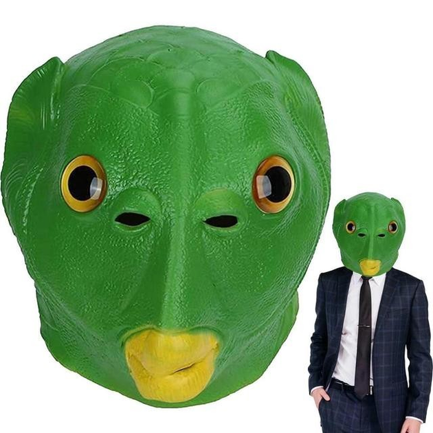 Латексная Маска голова рыбы (анфибии) зеленая Memes – фото, отзывы ...