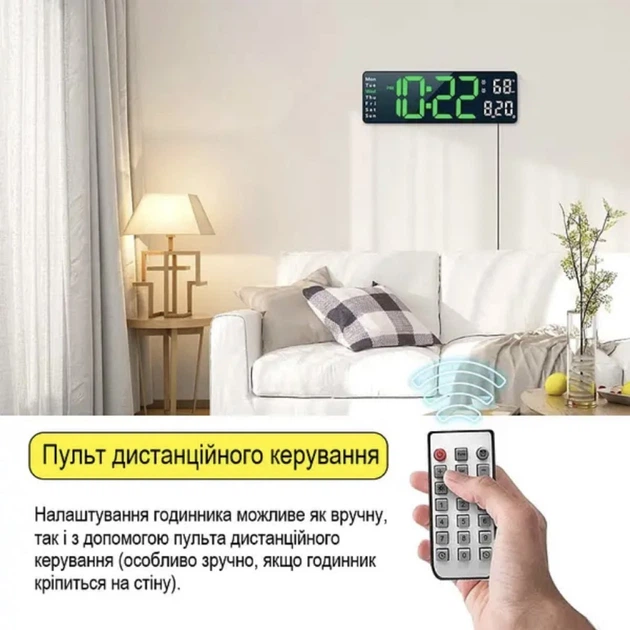 Настінний електронний годинник Mids 6629B з секундоміром, таймером, термометром і календарем ...