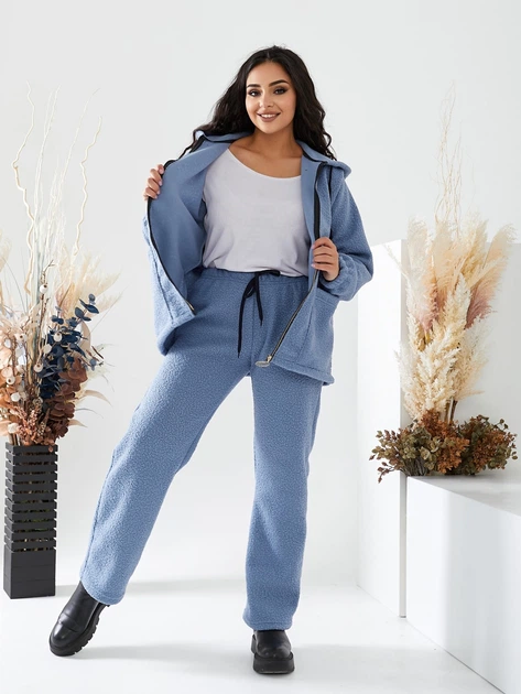 Женский утепленный повседневный костюм из эко-меха с капюшоном, Slazer ...