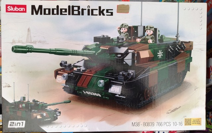 Конструктор Танк Sluban M38-B0839 Leopard 2A5, 766 деталей, 2 фигурки ...