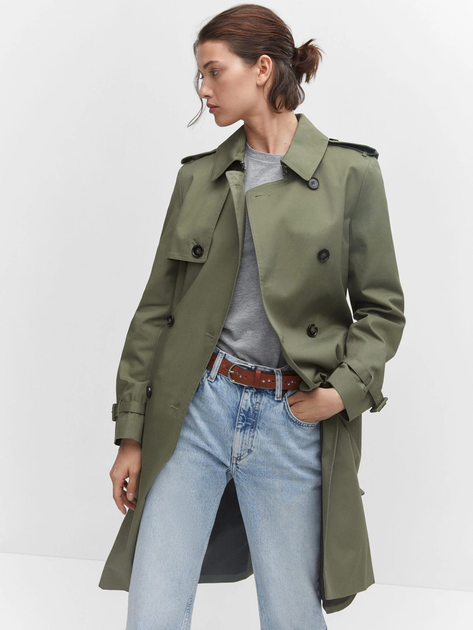 Тренч женский Mango Polana 57023725-37 XS Хаки (8445922351052) – в ...