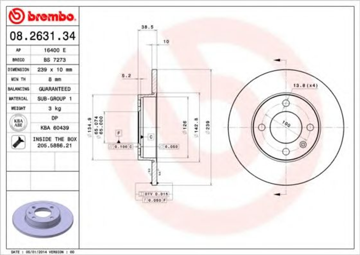 Тормозной диск Brembo (08263134) – фото, отзывы, характеристики в ...