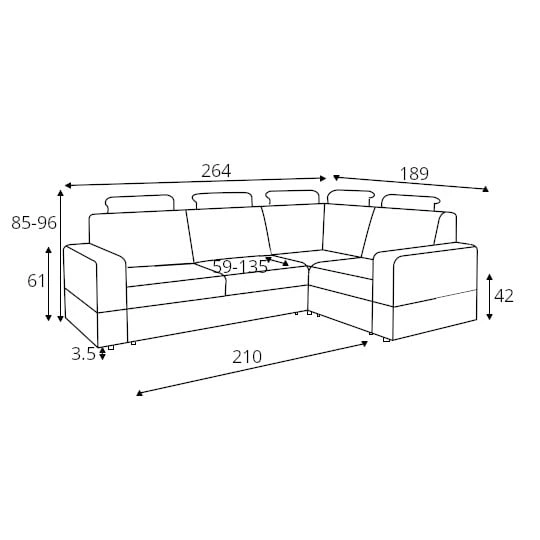 Правый угловой диван с функцией сна контейнером для постельного белья и ...