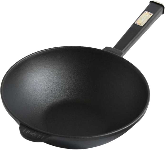 Сковорода чугунная WOK Brizoll Black с деревянной ручкой 2.8 л 260х80 ...