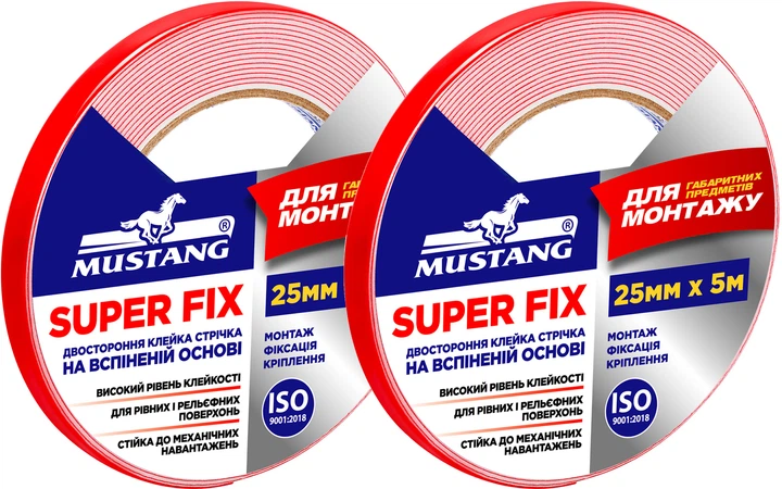 Двухсторонняя клейкая лента Mustang на вспененной основе SUPER FIX 25 ...