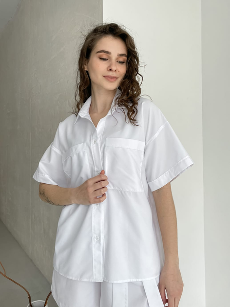 Рубашка хлопковая оверсайз женская Merlini Борнео 200000183 L-XL Белая ...