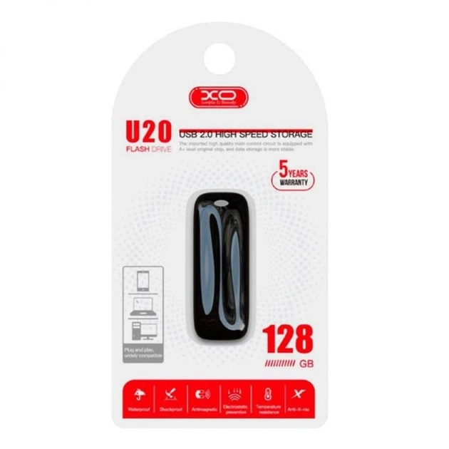 Флешка ЮСБ XO U20 128gb,USB Flash Drive 2.0 память 128Гб Black – фото ...