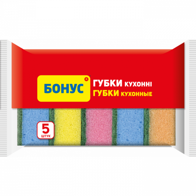 Губки кухонные хозяйственные для мытья посуды Бонус 5 шт от продавца ...