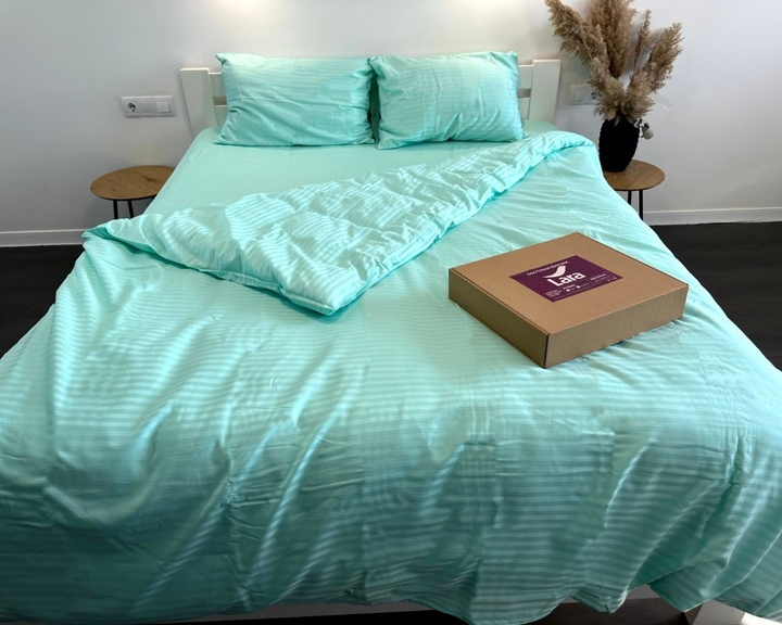 Постельное белье LARA сатин-страйп LUX mentol d13180е евро – фото ...