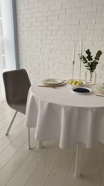 Водоотталкивающая скатерть на стол TouchableLinen 1 шт 170 см (круглая ...