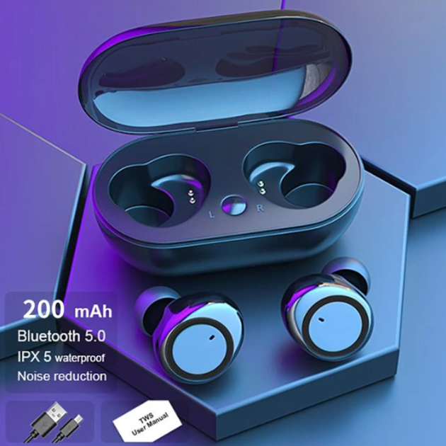 Вакуумные беспроводные наушники Y50 Bluetooth 5.0 с кейсом, Черные ...