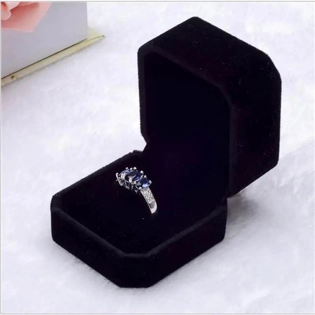 Коробочка для обручки сережок футляр з оксамиту для ювелірних виробів кол чорний 70844689