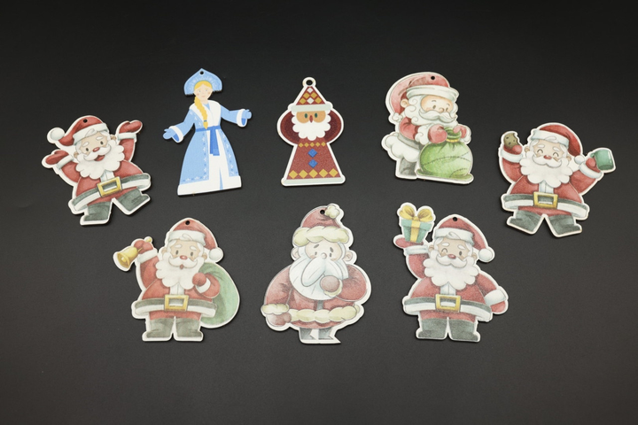 Игрушка елочная новогодняя Веселый Санта Клаус УФ-печать 8.5х7.5 см ...