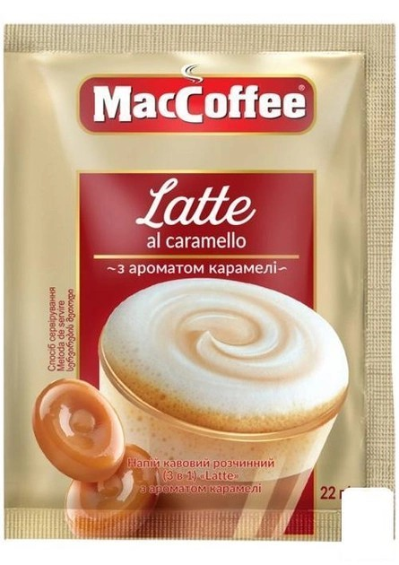 Купить Маккофе 3в1 латте карамель ТМ "MacCoffee" 20 пакетиків по 22г ...