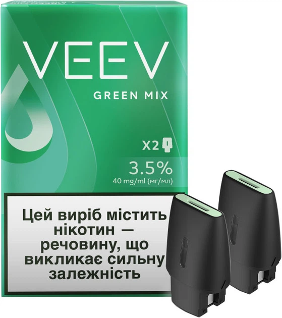 Картридж для POD систем VEEV Green Mix 39 мг 1.5 мл 2 шт (7622100818441 ...