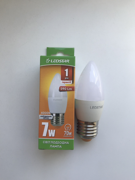 Светодиодная лед LED лампа 7вт 7W 7ватт Е27 4000К белый свет – фото ...