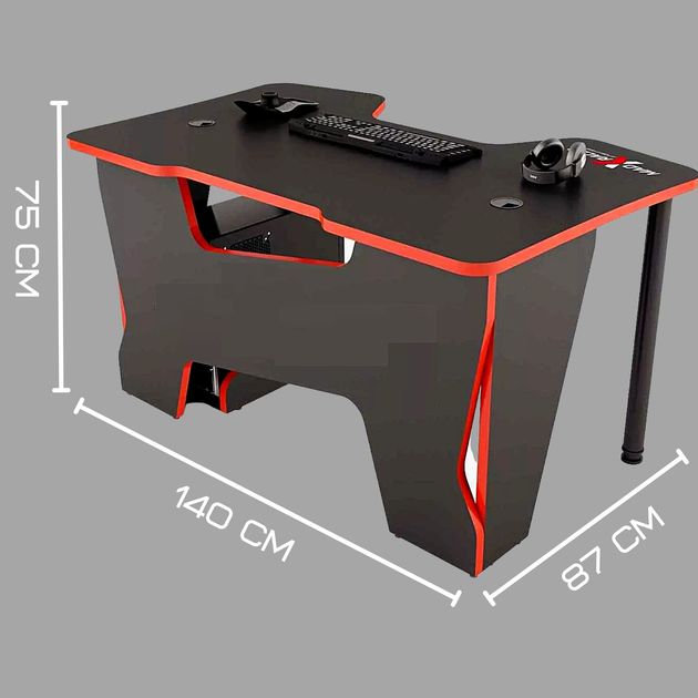 Стол для компьютера 140 x 87 x 75 см с вырезом геймерский Madxracer ...