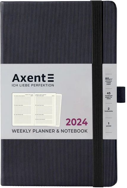 Щотижневик Axent Partner Lines 2024 12.5x19.5 см чорний (8515-24-01-A) – фото, відгуки ...