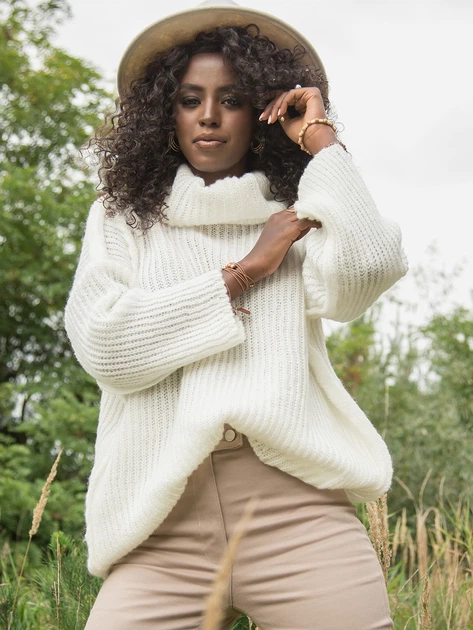 Свитер вязаный женский Fobya Sweater F1270 38/40 Экрю (5903707128051 ...