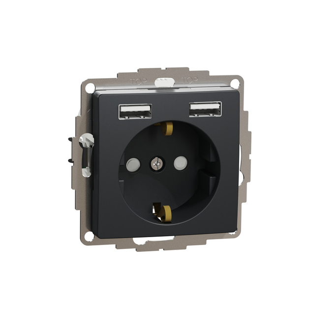 Розетка с заземлением + 2USB тип А черная [SDD114052] PC Sedna Design ...