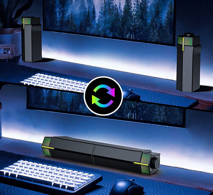 Звуковая панель JEECOO, стереозвук, RGB. Цвет - Черный – фото, отзывы ...